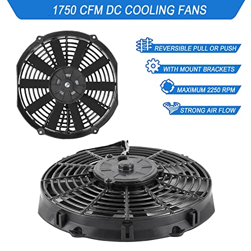 12 Inch Electric Radiator Cooling Fans Push Pull Universal Slim Fan 12V ...