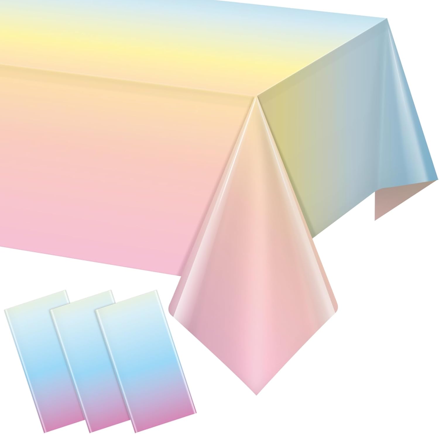 Amazon.com: 3 Pack Pastel Rainbow Plastic Tablecloth Party Decorations ...