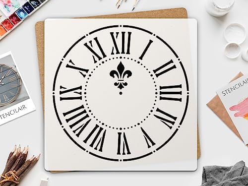 Amazon.com : Clock Stencil – 20x20 Inch Large Roman Numerals Stencil ...