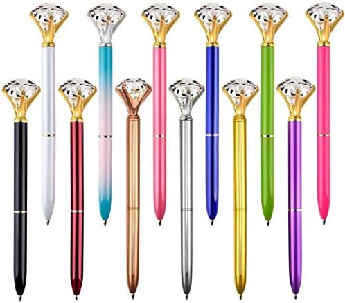 Amazon.com : Bememo 12 Pieces Big Diamond Pen Rhinestones Crystal Metal ...