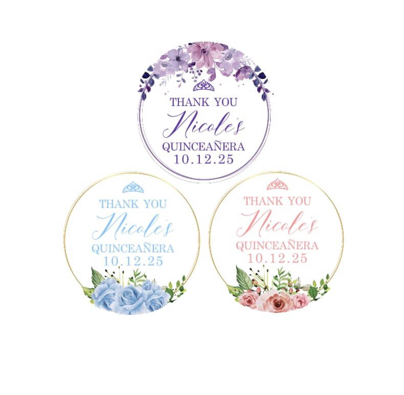 Amazon.com: Personalized Round Circle Quinceañera Labels, Mis Quince ...