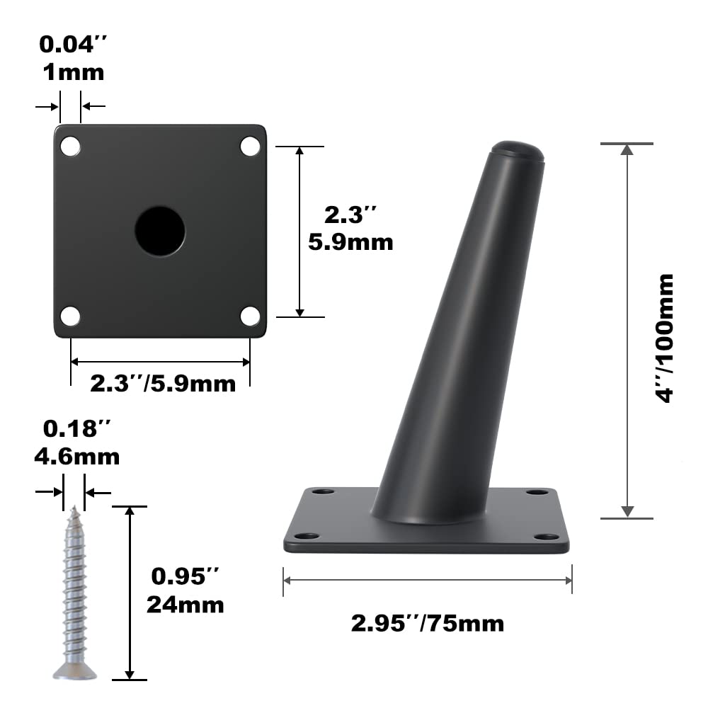 Snapklik.com : FIVEPEARS 8 PCS 4 Inch Heavy Duty Matte Black Metal ...