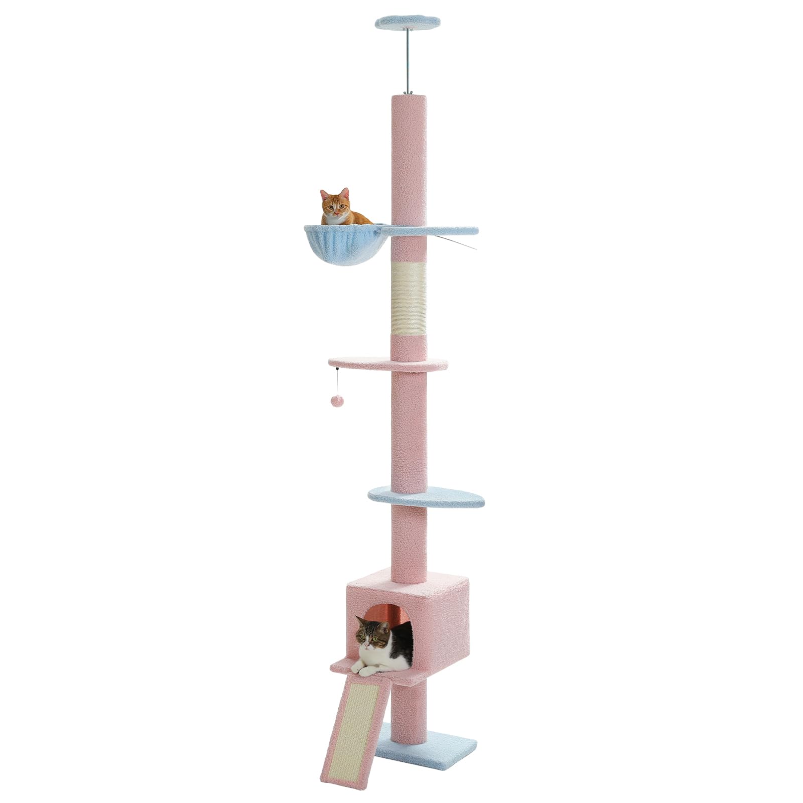 Snapklik.com : PEQULTI Pink Cat Tree Floor To Ceiling Tall Cat Tower ...