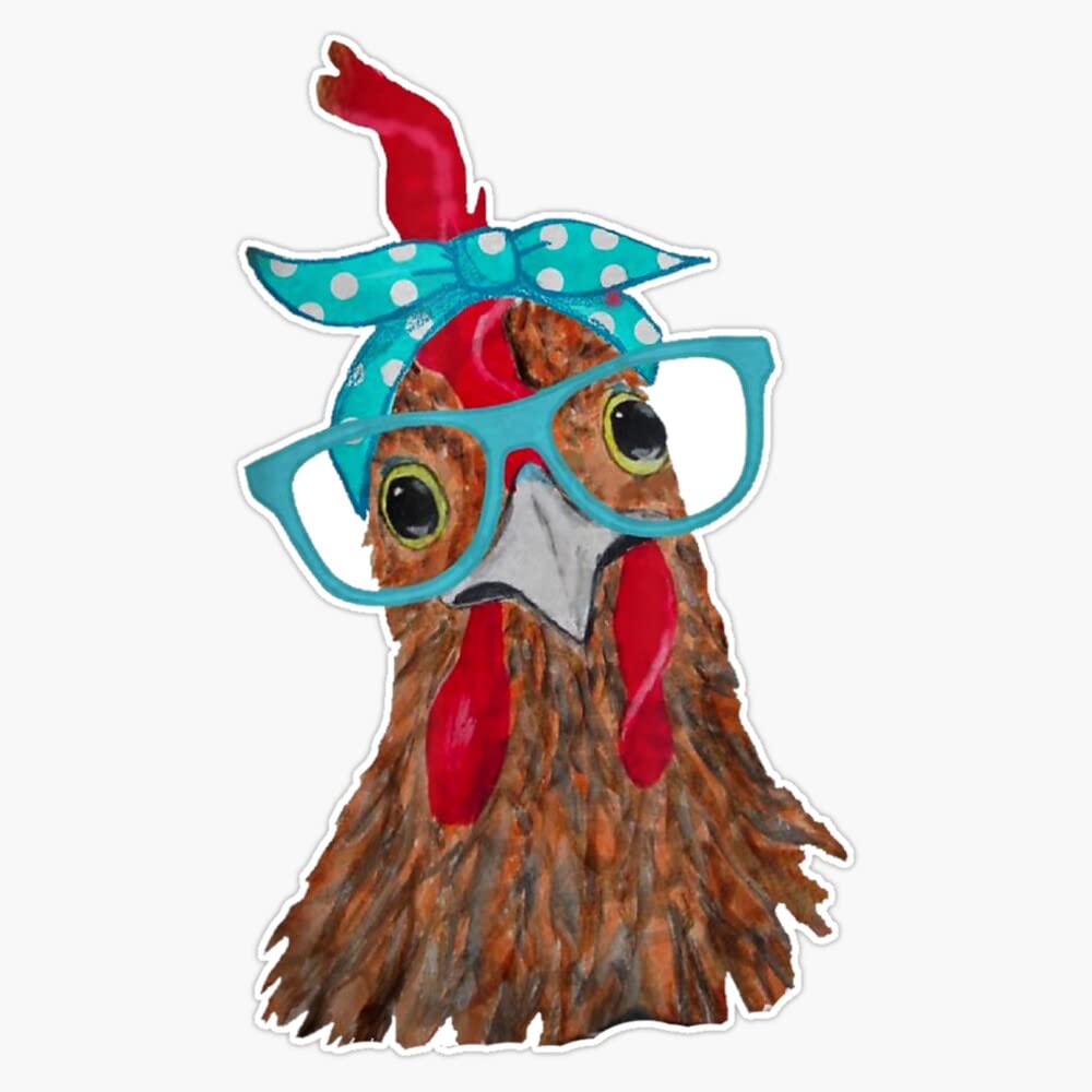 Amazon.com - Chicken with Bandana Headband and Glasses Cute Sticker ...