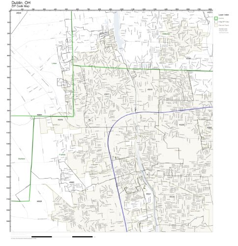 Amazon.com : ZIP Code Wall Map of Dublin, OH ZIP Code Map Not Laminated ...