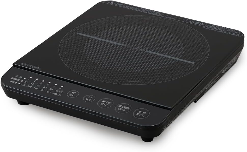 Amazon.co.jp: アイリスオーヤマ IHクッキングヒーター 1口 液晶付き 1400W 吹きこぼれ防止 自動温度調整 IHコンロ 卓上 7段階火力調整 ブラック IHCT71B ...