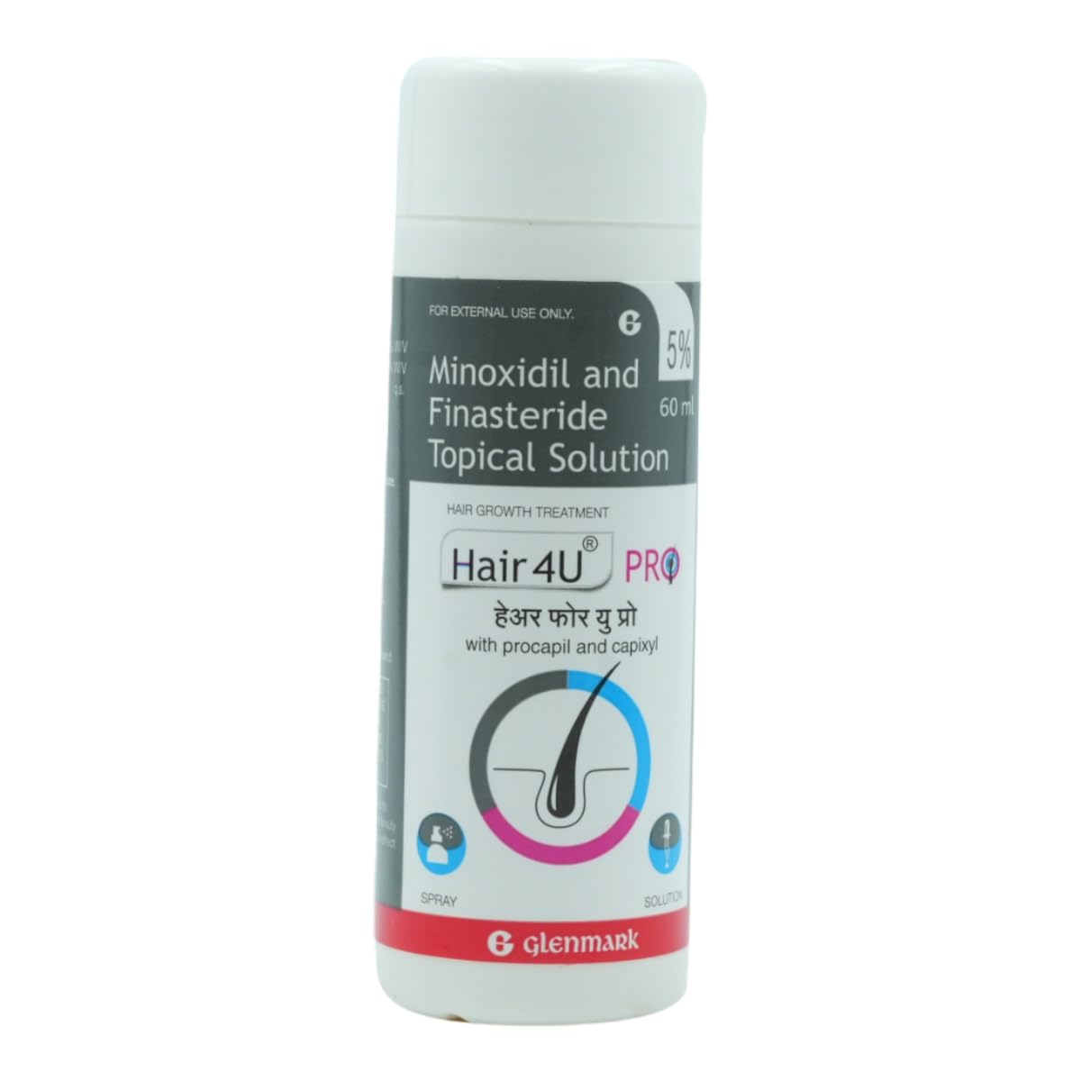 HAIR 4U PRO 5% - Bottle of 60ml with Minoxidil and Finasteride Solution ...