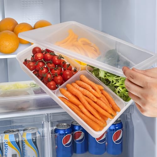 Amazon.com: Sousnous Clear Divided Serving Tray with Lid, Refrigerator ...