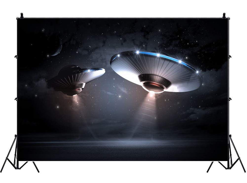 Buy Leowefowa 7X5FT Boy UFO Themed Birthday Backdrop Alien Invade Earth ...