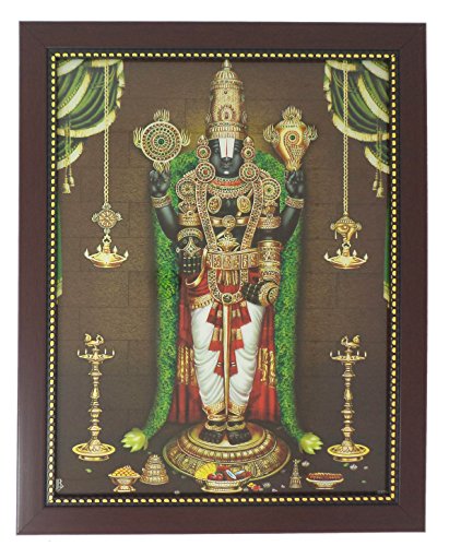 Buy Lord Balaji ( Green Garland ) Photo Frame ( 32.5 cm x 26.5 cm x 1.5 ...