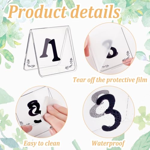 OLYCRAFT 50pcs Tent Style Acrylic Table Numbers Signs 1-50 Double Sided ...