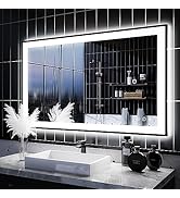Amazon.com: ISKM 48x36 Inch LED Mirror for Bathroom with Front and ...