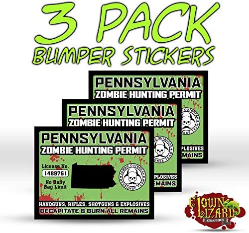 Amazon.com: Clown Lizard Pennsylvania Zombie Hunting Permit Funny ...