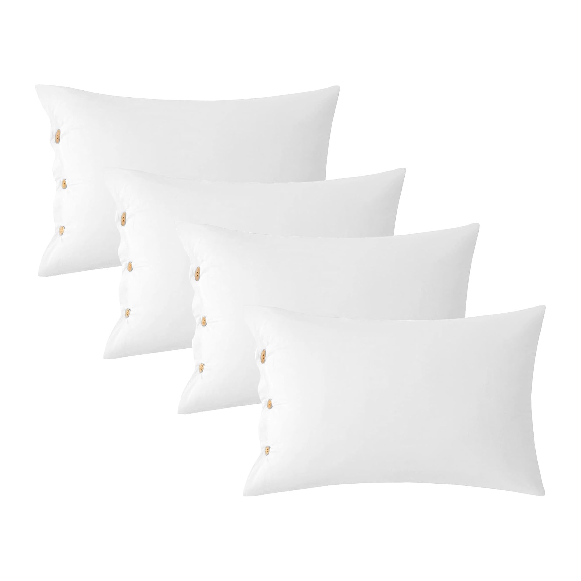 Amazon.com: JELLYMONI Pillowcases Standard Set of 4 Cotton Button ...