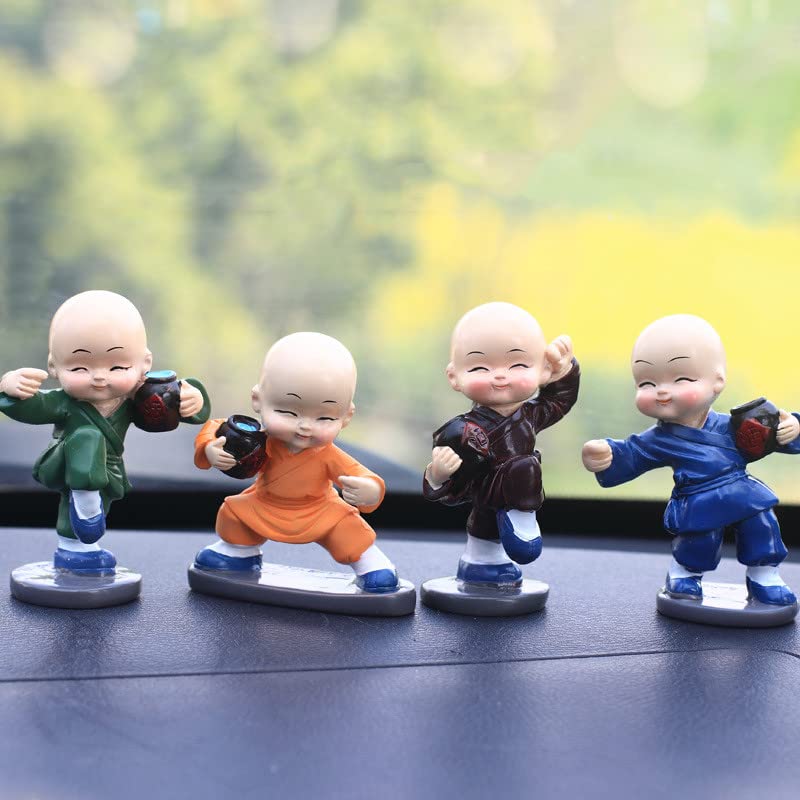 Amazon.com: Cute Little Kung Fu Monks Statue, 4pcs, Resin Chinese ...