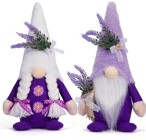 Amazon.com: ALLYORS Lavender Gnomes Decor, Spring Summer Gnomes ...