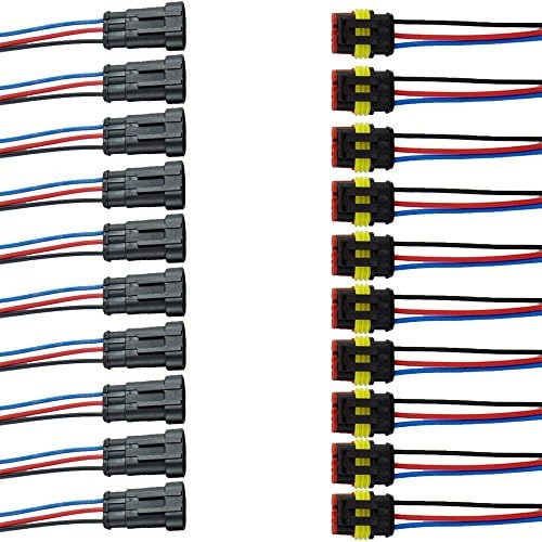 HOUTBY 10Pcs 2 Pin Way Car Auto Waterproof Electrical Connector Cable ...