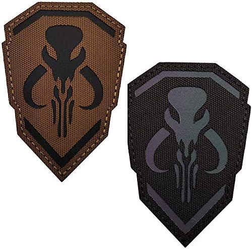 2 Pack IR Reflective Mandalorian Mythosaur Skull Patch Crest Bounty ...