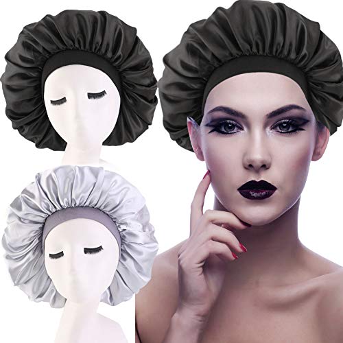 2Pcs Silk Bonnet Satin Bonnet Night Caps Hair Bonnet Hair Cover Head ...