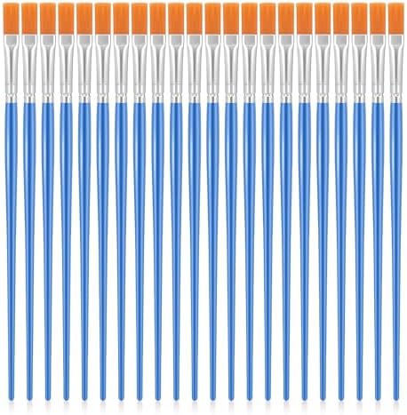 Amazon.com: 30 Pcs Plastic Acrylic Canvas Paint Brushes Blue Flat Paint ...