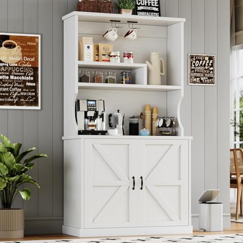 Amazon.com: 4ever2buy Farmhouse Coffee Bar Cabinet with Hutch, 73 Inch ...