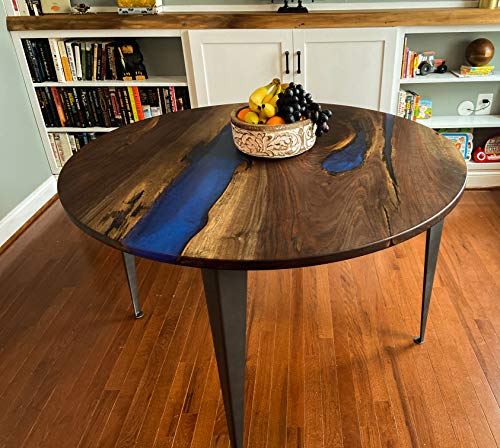 Amazon.com: Live Edge Black Walnut and Epoxy Round Dining Table : Home ...