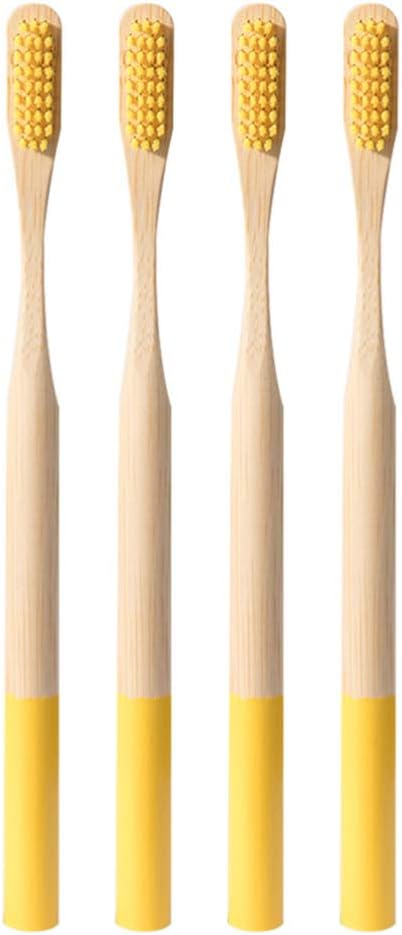 Amazon.com : EXCEART Wooden Manual Toothbrushes 4pcs Organic Bamboo ...