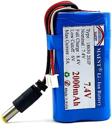 MAENT® 7.4V 18650 Lithium ion Rechargeable Battery 2S1P with JST PH2.54 ...