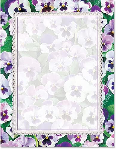 Amazon.com : PaperDirect Pansies Border Paper, Pack of 25, Spring ...