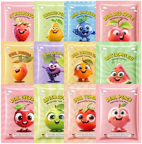 Amazon.com : firstfly 12 Pack Fruit Face Masks for Teen Girls, Bulk ...