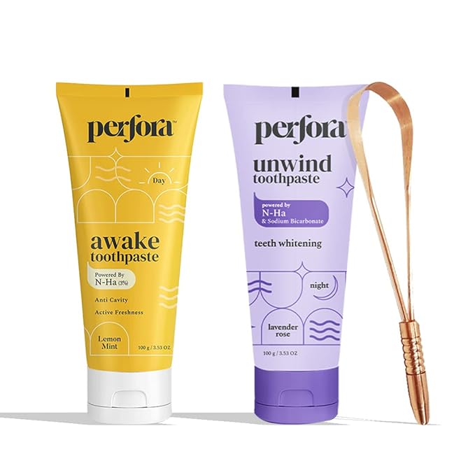 Perfora Tongue Cleaner & The Daily Routine Awake & Unwind Toothpaste ...