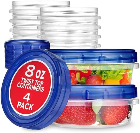 Amazon.com: PLASTICPRO 6 Pack Twist Cap Food Storage Containers with ...