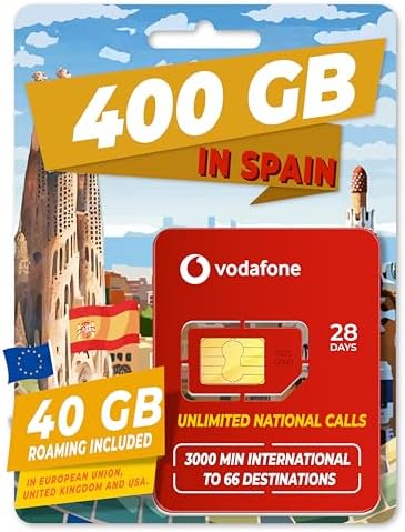 Amazon.com: Vodafone Spain Prepaid SIM Card 35GB in Spain and 12GB in ...