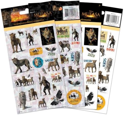 Amazon.com: Disney - Mufasa - The Lion King Standard Stickers - 4 Sheet ...