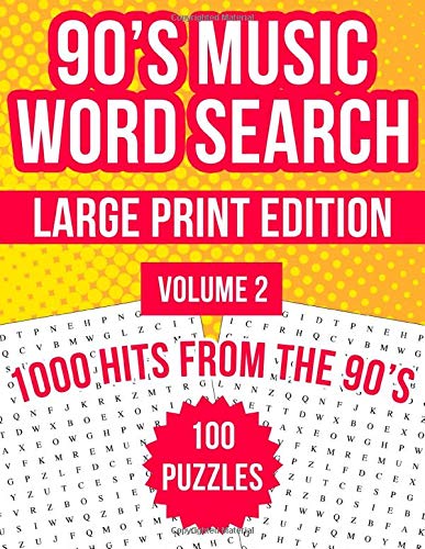 90's Music Word Search Large Print, Volume 2: 100 Word Search Puzzles ...