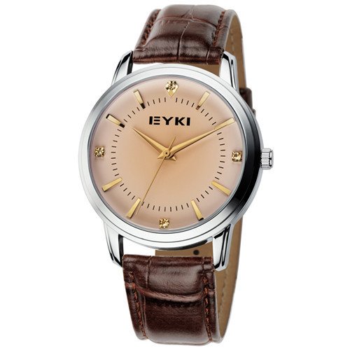 EYKI Luxury Brand Genuine Leather Strap Gold Case Analog Men's Quartz ...