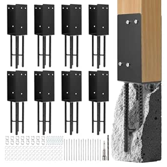 8 Pack 4x4 U-Shape Post Base for Wet Concrete Foundation, Concrete Post ...