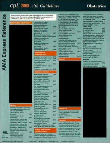 Cpt 2003 With Guidelines, Ama Express Reference Coding Card Obstetrics ...