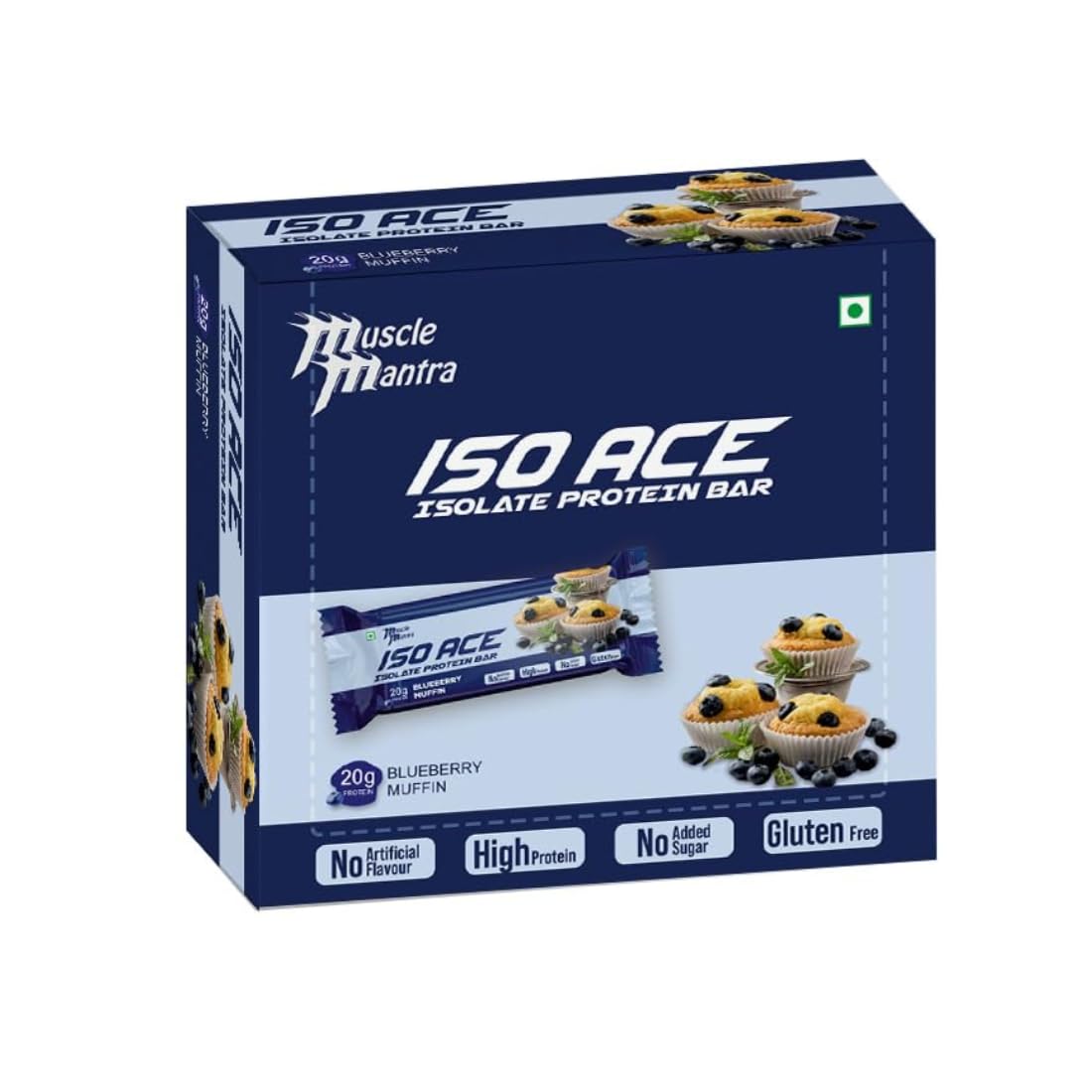Muscle Mantra ISO ACE Isolate Protein Bar - Blueberry Muffin | High ...