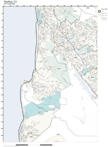 Amazon.com: Working Maps Zip Code Wall Map of Pacifica, CA Zip Code Map ...