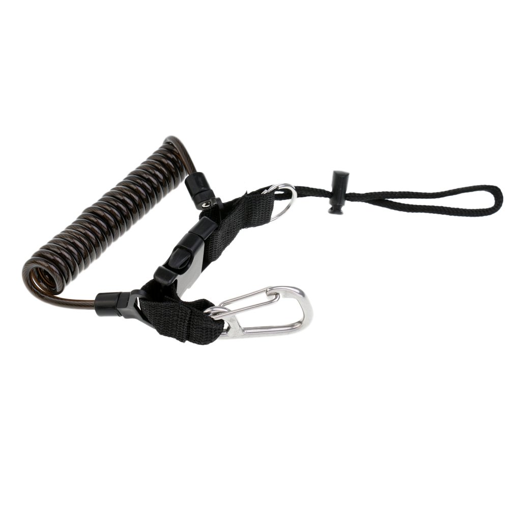 COMBR Spiral Coiled Quick Release Buckle Scuba Diving Dive Lanyard with ...