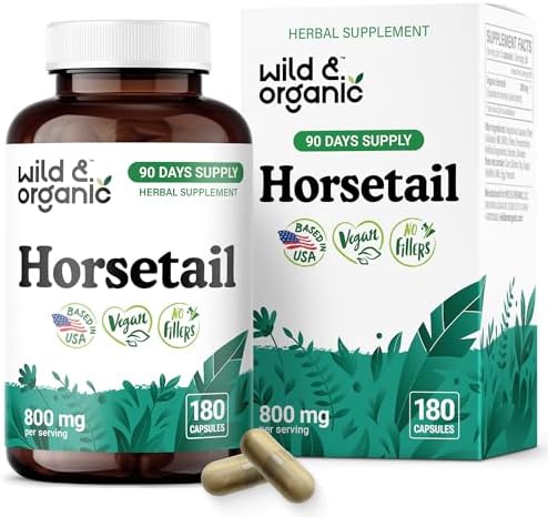 Amazon.com: Wild & Organic Horsetail Herb Capsules 800 mg - Hair, Skin ...