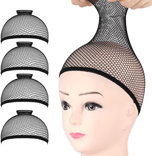 Amazon.com: Wig Caps, FANDAMEI 4PCS Wig Caps Mesh Net Open End, Black ...