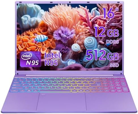 UDKED 16 inch Laptop, N95 CPU(up to 3.4GHz),12GB DDR5,1920x1200 IPS ...