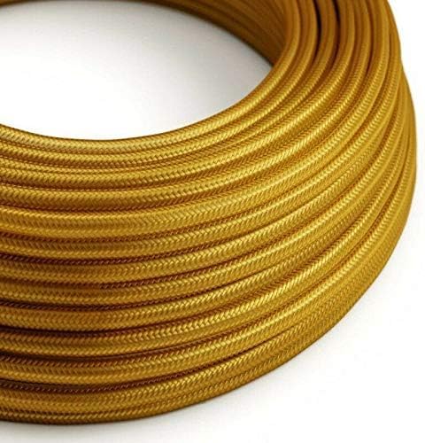 1M Gold Fabric Covered Round Electrical Wire with 3 Conductors, 18 ...