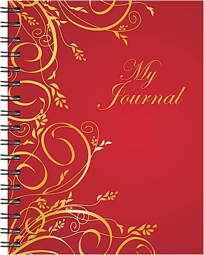 Wire-o Journal - Gold Swirls on Red - Medium ( Lined both sides- Black ...