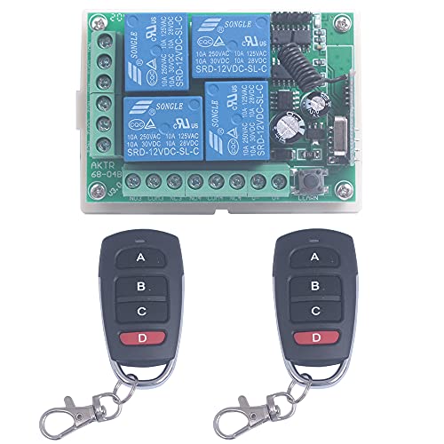 SUYUKUFU 12V 4 Channel Wireless Remote Control Switch Transmitter ...