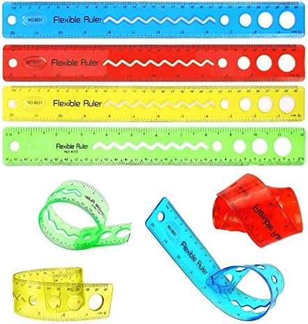TERRIFI Flexible Ruler Set, 8 Pcs 30cm/12inch Translucent Ruler, 4 ...