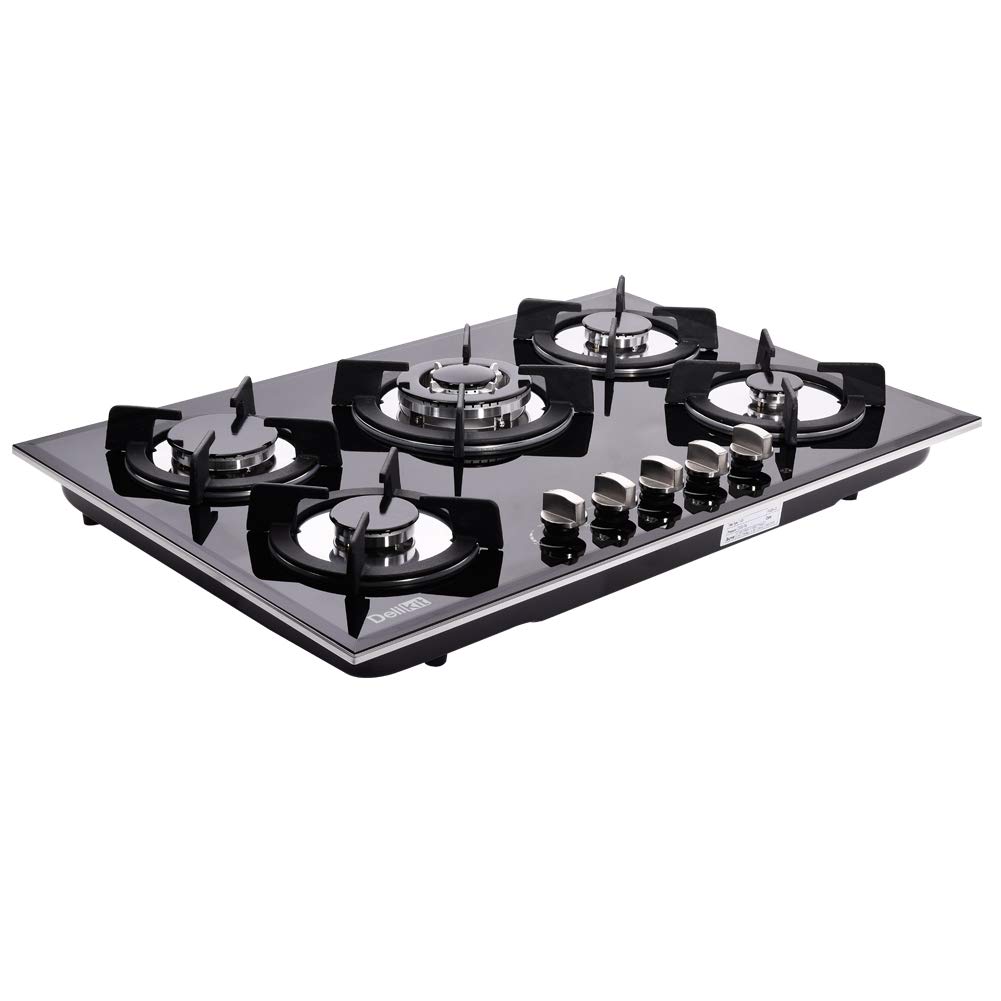 Snapklik.com : Deli-kit 30 Inch Gas Cooktops Dual Fuel Sealed 5 Burners ...