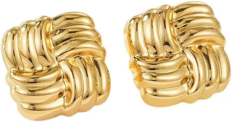 Amazon.com: Gold Statement Earrings for Women，Gold Chunky Hollow Square ...